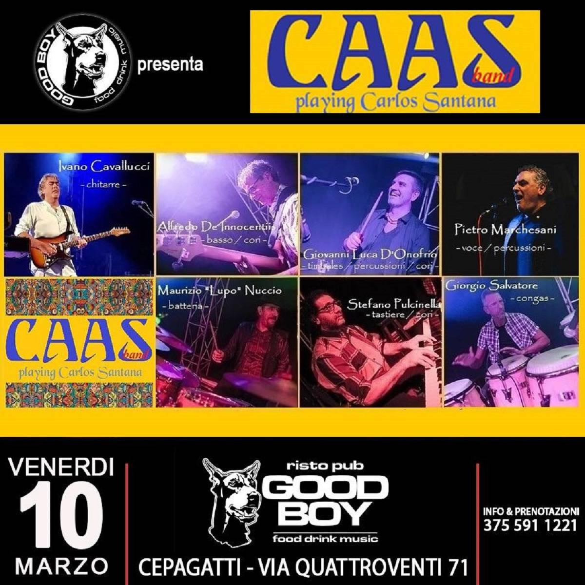 CAAS Santana tribute band presso il Good Boy Pub a Cepagatti 10 marzo 2023 · Abruzzo Oggi