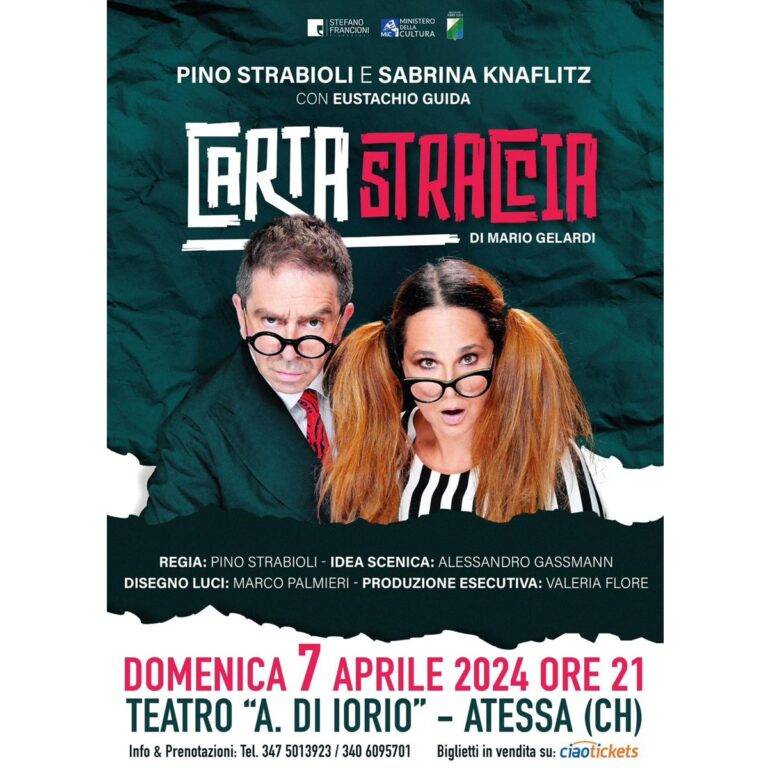 “Carta Straccia”di Mario Gelardi con Pino Strabioli e Sabrina Knaflitz 7 aprile 2024 · Abruzzo Oggi