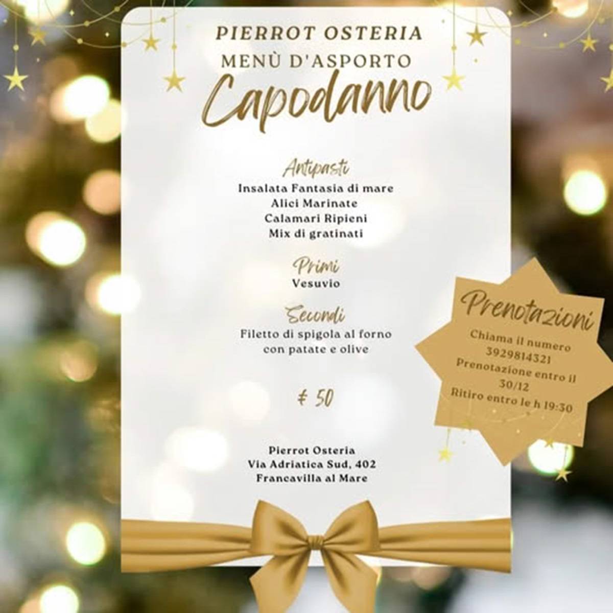 Capodanno Gourmet a casa vostra con il menù d’asporto di pesce di ...