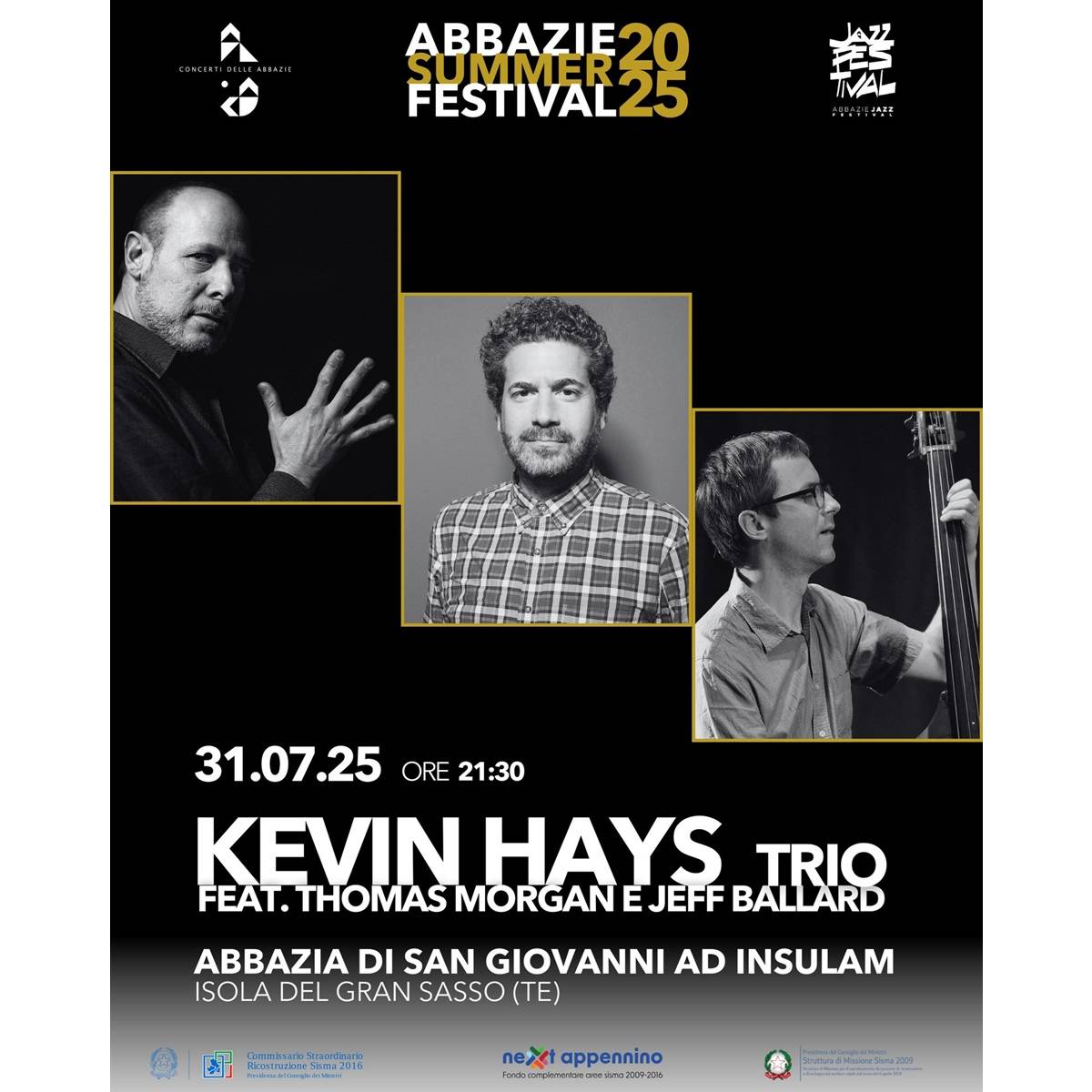 Kevin Hays Trio featuring Thomas Morgan e Jeff Ballard a Isola del Gran Sasso 31 luglio 2025 ...